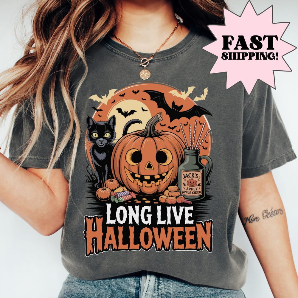 DOPASHIRT Hal.Low.Een Shirt, Hal.Low.Een Ghost Cat Shirt, Black Cat ...