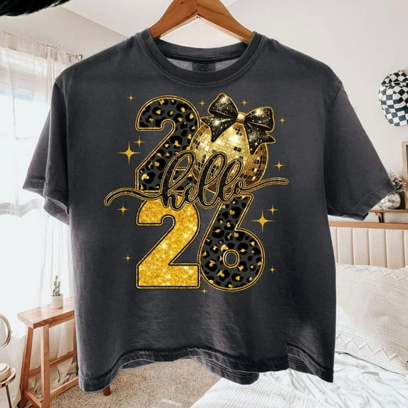 DOPASHIRT Happy New Year 2026 Shirt Leo.Pard Print Black Gold Hello ...