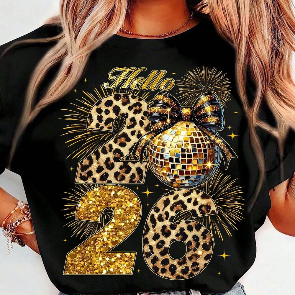 DOPASHIRT Happy New Year 2026 Shirt Leo.Pard Print Black Gold Unisex S ...