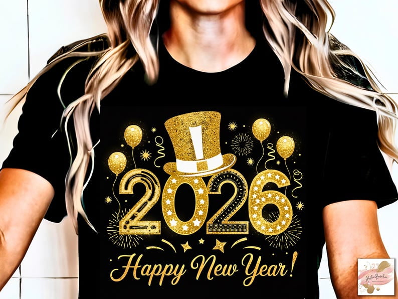 DOPASHIRT Happy New Year 2026 Shirt Red Silver Sparkly Disco Ball Hello 2026 Unisex S-5XL ...
