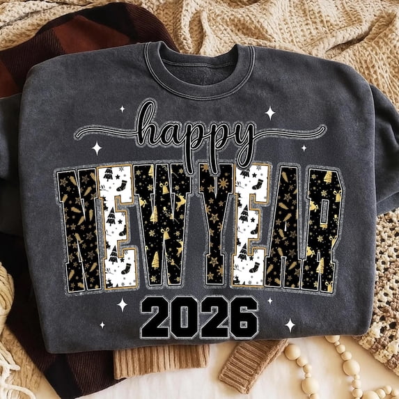 DOPASHIRT Happy New Year 2026 Shirt Retro Leo.Pard Black Gold Hello ...