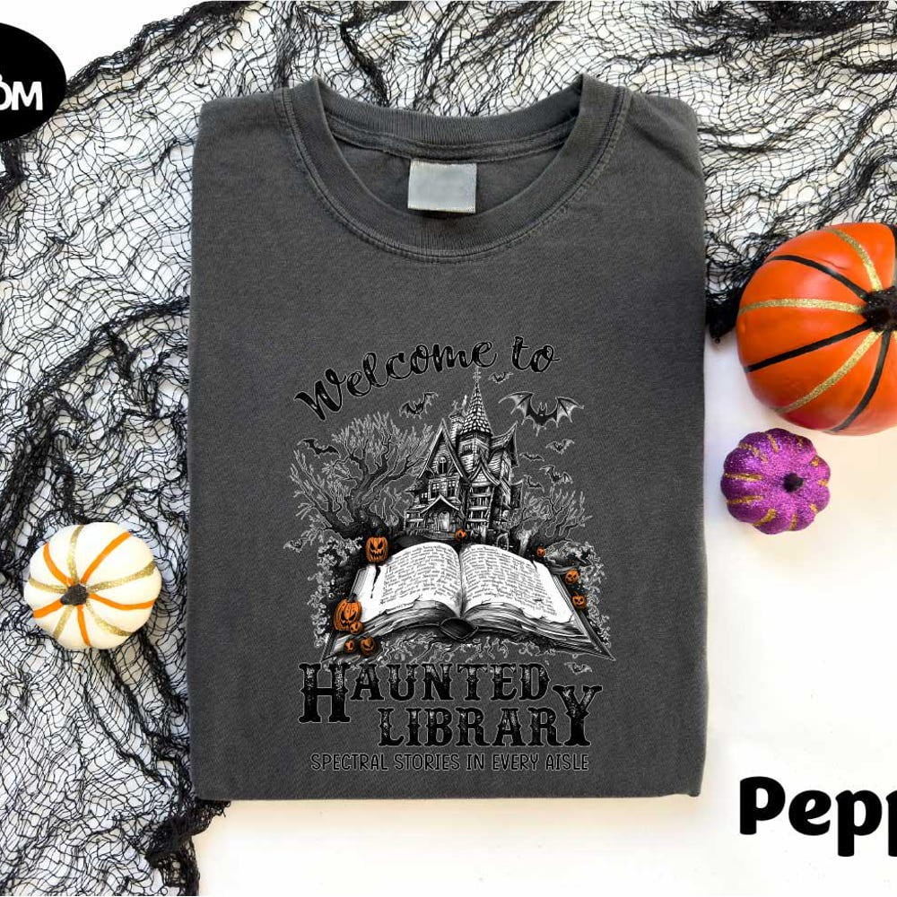 DOPASHIRT Haunted Library Shirt, Hal.Low.Een Bookish Tee, Sp00Ky Book ...