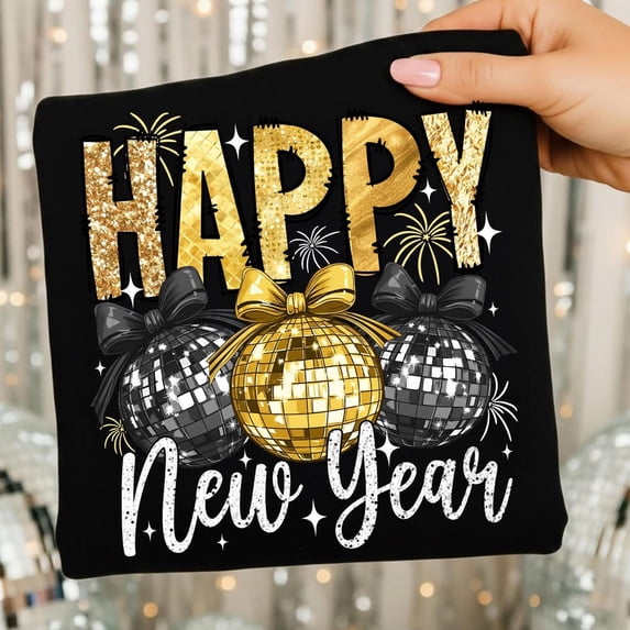 DOPASHIRT Hello 2026 Shirt Pink Coquette Bow Disco Ball New Year Party ...