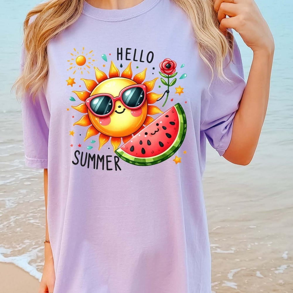 DOPASHIRT Hello Summer Shirt, Sun Watermelon Graphic Tee, Women'S ...