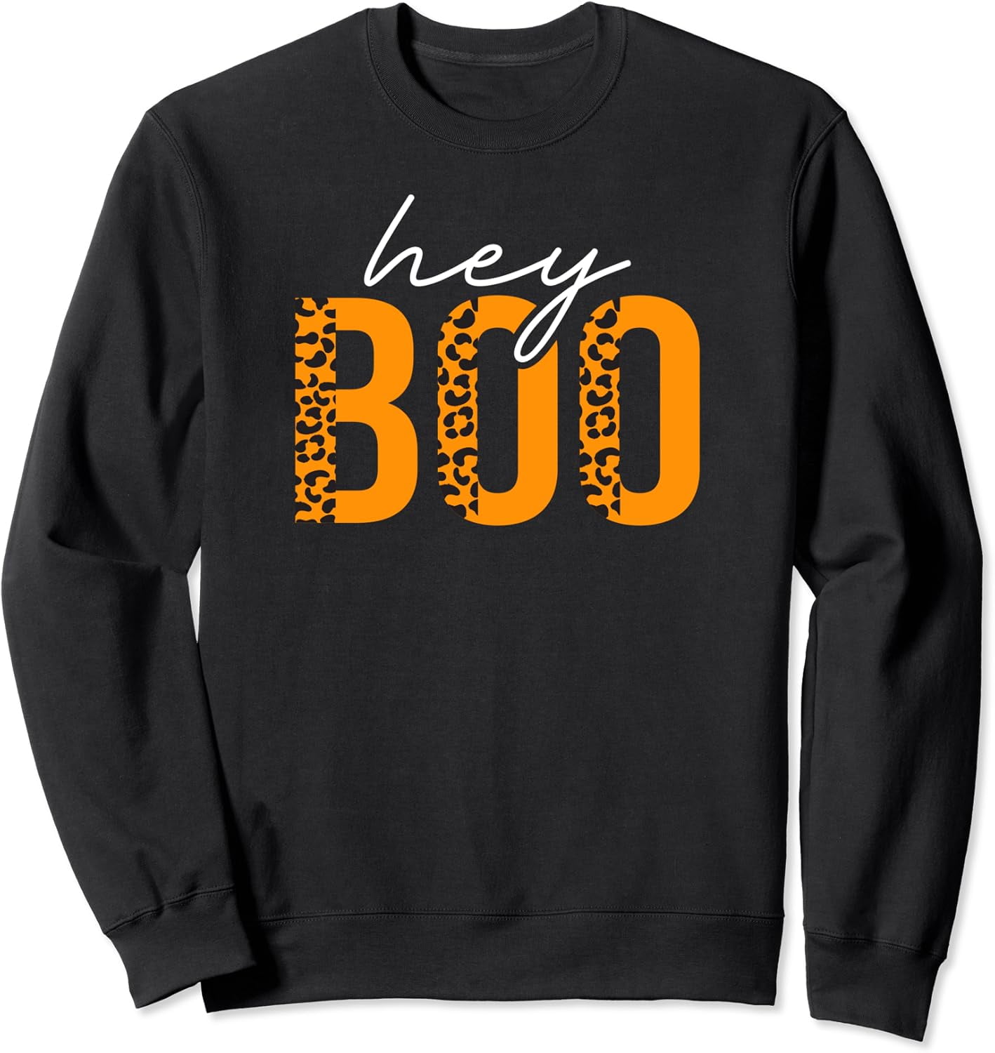 DOPASHIRT Hey Boo Funny Hal.Low.Een Ghost Leo.Pard Print Boo Sweatshirt ...