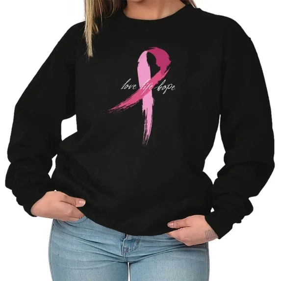 DOPASHIRT Hope Breast Cancer Pink Ribbon Strong Fight Sweatshirt Trendy ...