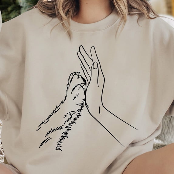 DOPASHIRT Human Hand And Paw Sweatshirt, Dog Paw Sweatshirt, Dog Lover ...