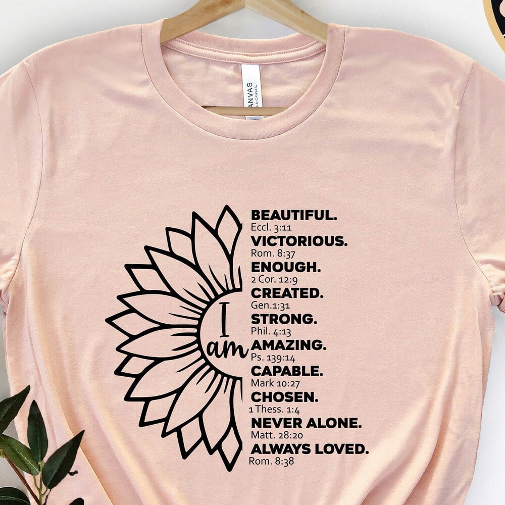 DOPASHIRT I Am Inspiration Shirt, Sunflower Faith Shirt, Positive Words ...