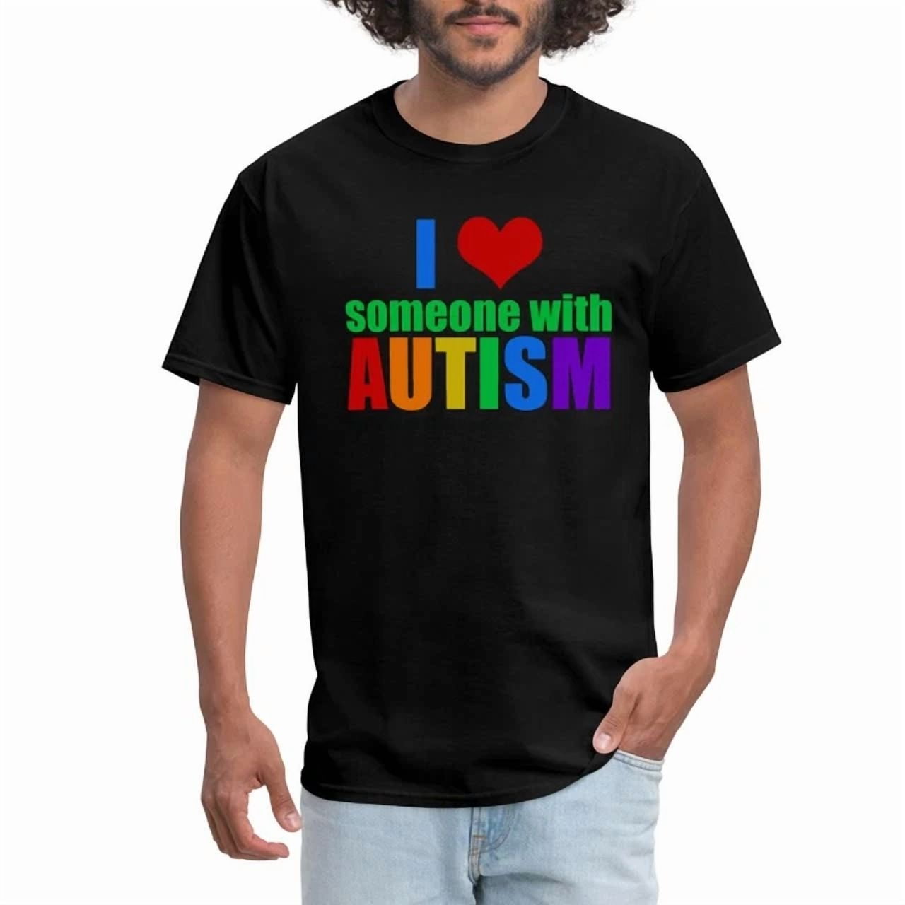 DOPASHIRT I Love Someone With Autism Rainbow Colors Men'S T-Shirt ...