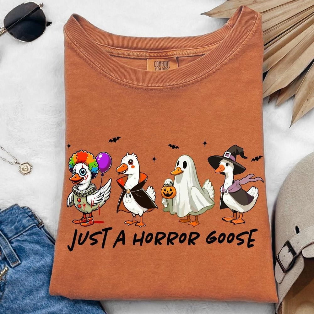 DOPASHIRT Just A Horror Goose Hal.Low.Een Shirt, Funny Goose T-Shirt ...