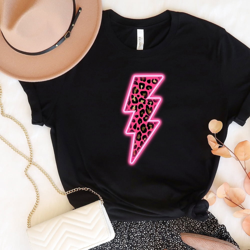 DOPASHIRT Leo.Pard Lightning Bolt Shirt, Lightning Bolt Tshirt, Neon Pink Lightning Bolt Shirt ...