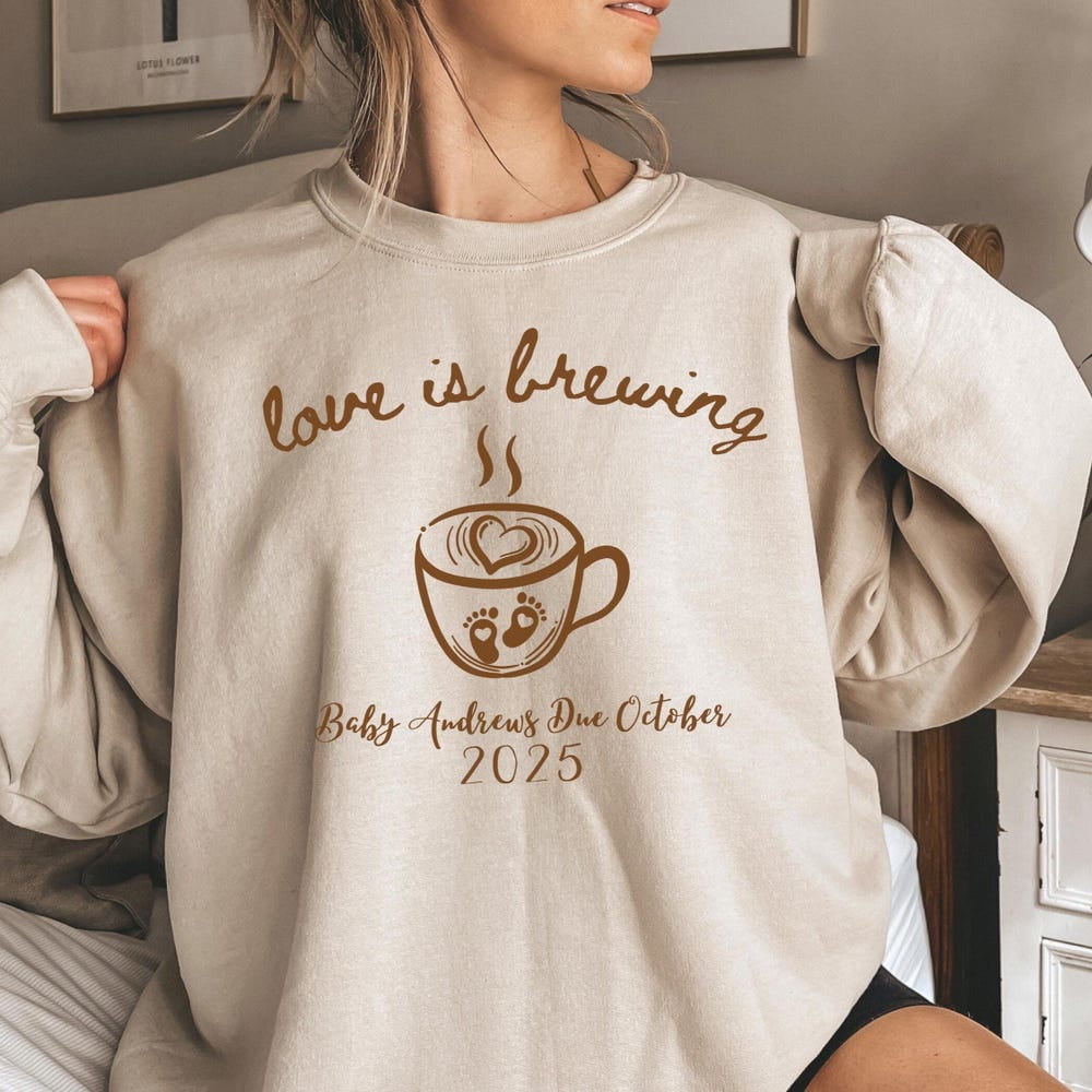 DOPASHIRT Love Is Brewing Pregnancy Announcement Shirt, Baby Shower New ...