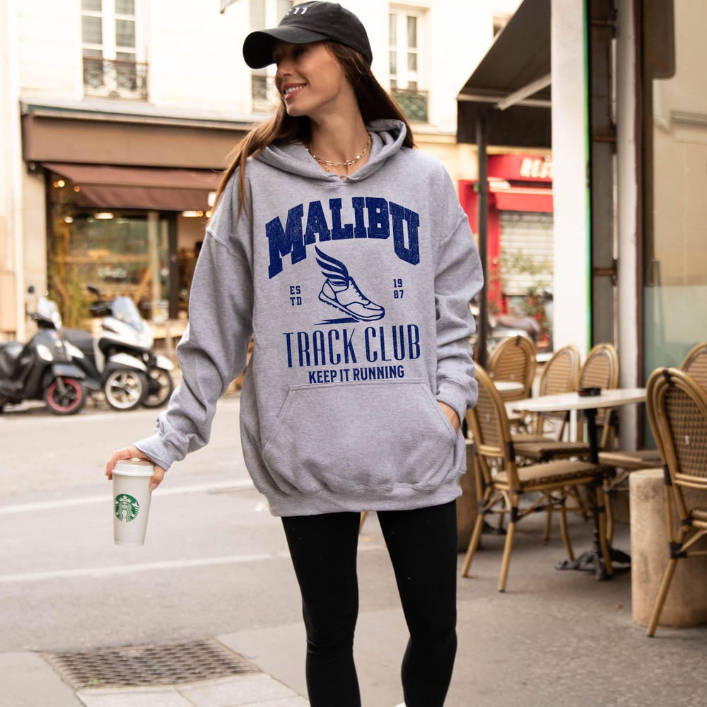 DOPASHIRT Malibu Track Club Hooded Shirt, Vintage Wash Runner Shirt ...