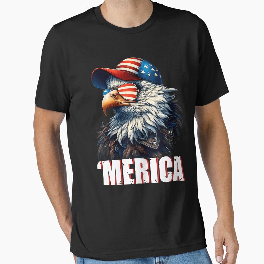 DOPASHIRT Merica Bald Eagle 4Th Of July American Flag Patriotic Usa T ...
