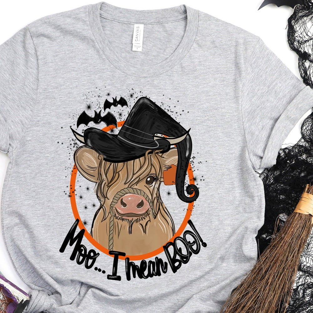 DOPASHIRT Moo I Mean Boo Shirt, Funny Cow Shirt, Funny Hal.Low.Een ...