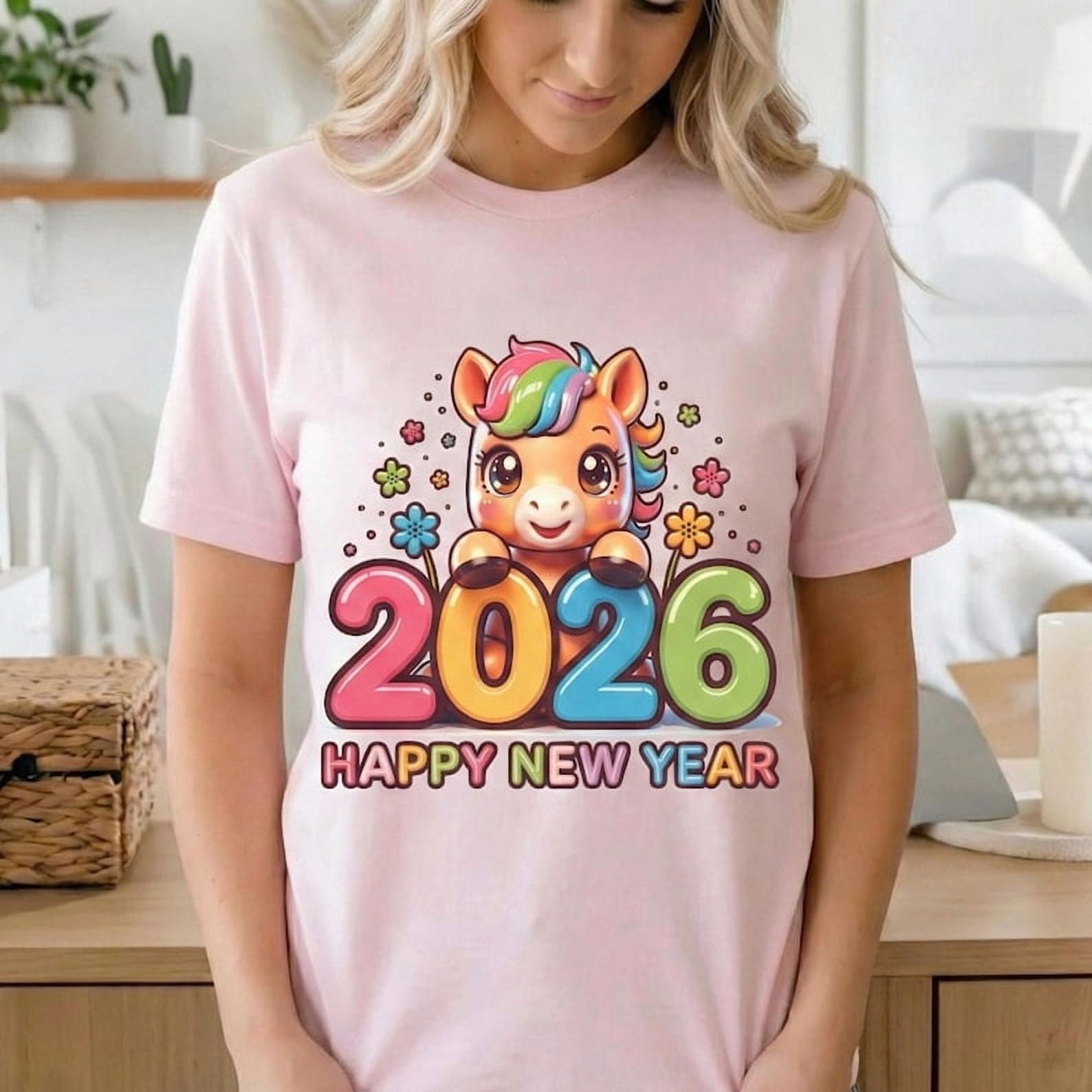 DOPASHIRT New Year Horse 2026 Pastel Pony Celebration Graphic Tee ...