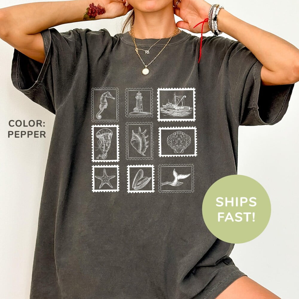 DOPASHIRT Ocean Vintage Stamp Shirt, Ocean Life Shirt, Summer Vibes ...