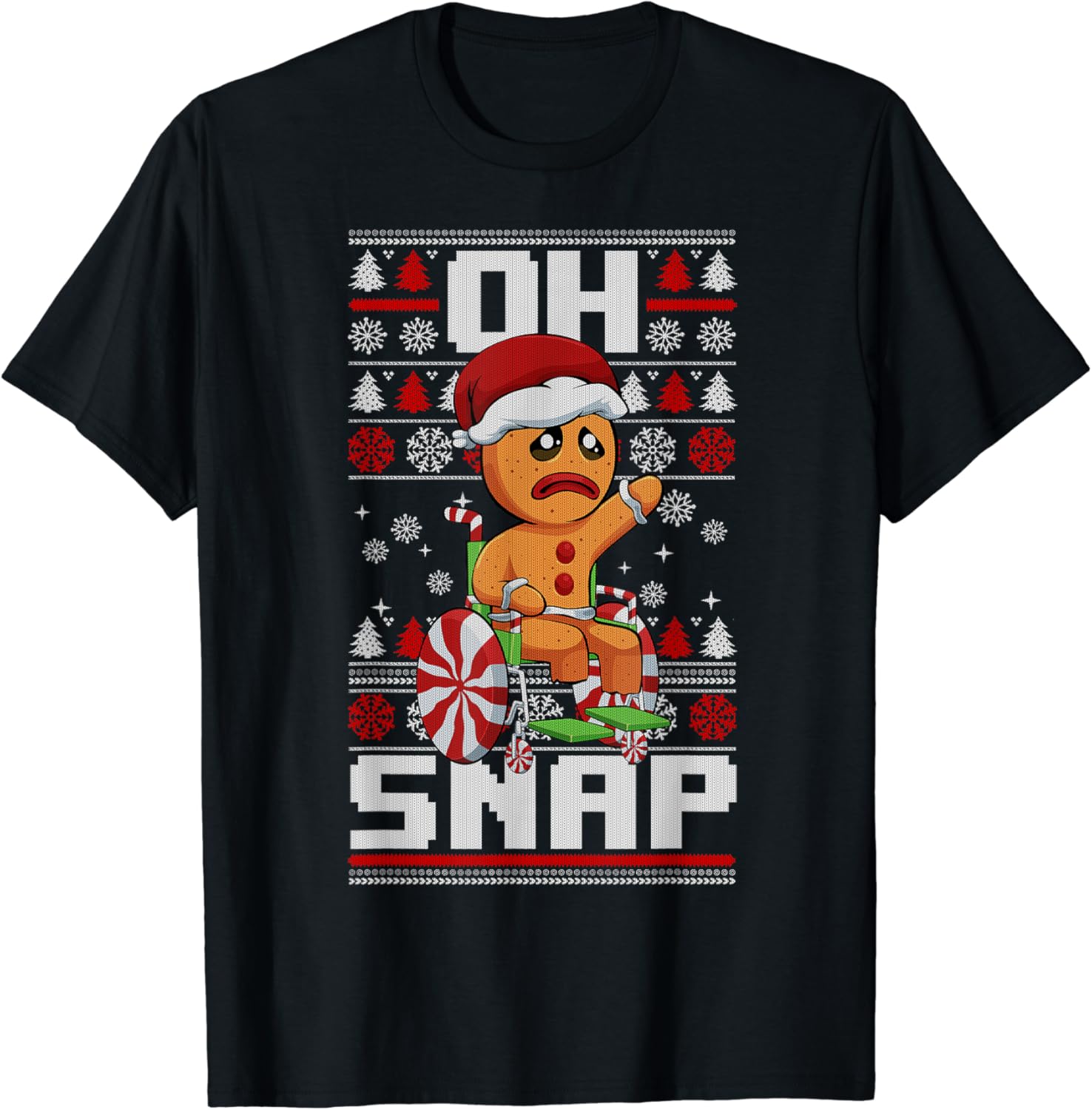DOPASHIRT Oh Snap Handicapped Gingerbread Man Wheelchair Noel T-Shirt ...