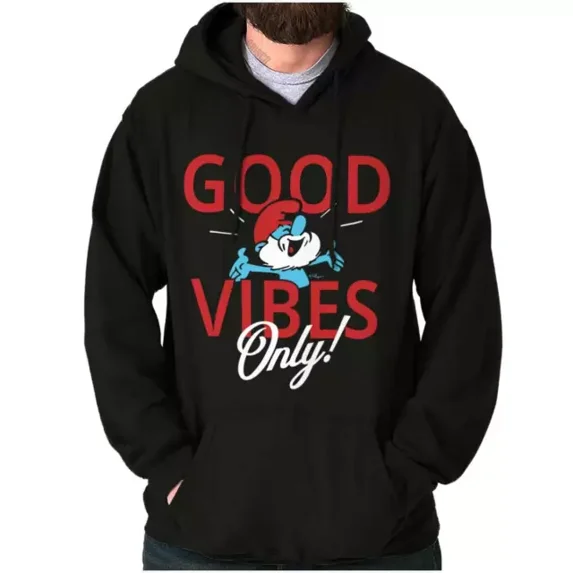 DOPASHIRT Papa Smurf Good Vibes Only Cartoon Positive Hoodie Outdoor ...