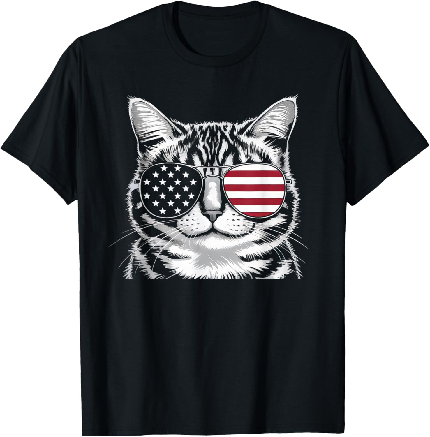 DOPASHIRT Patriotic Red White Blue Usa American Flag Cat 4Th Of July T ...