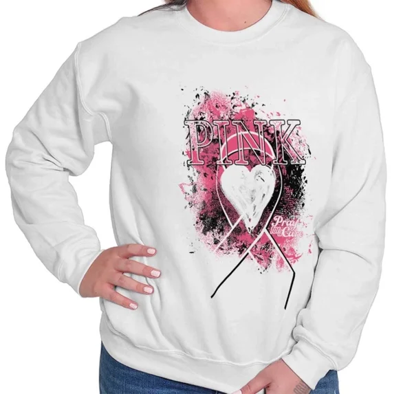DOPASHIRT Pink Ribbon Breast Cancer Paint Splatter Sweatshirt Trendy ...