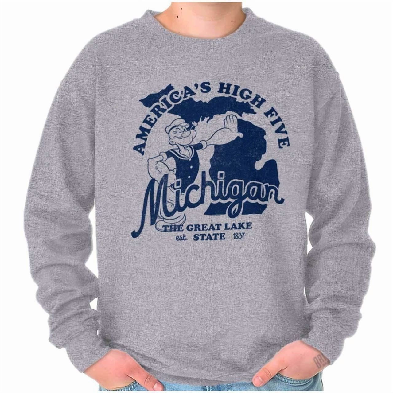 DOPASHIRT Popeye Michigan Great Lakes State Mi Cartoon Sweatshirt ...