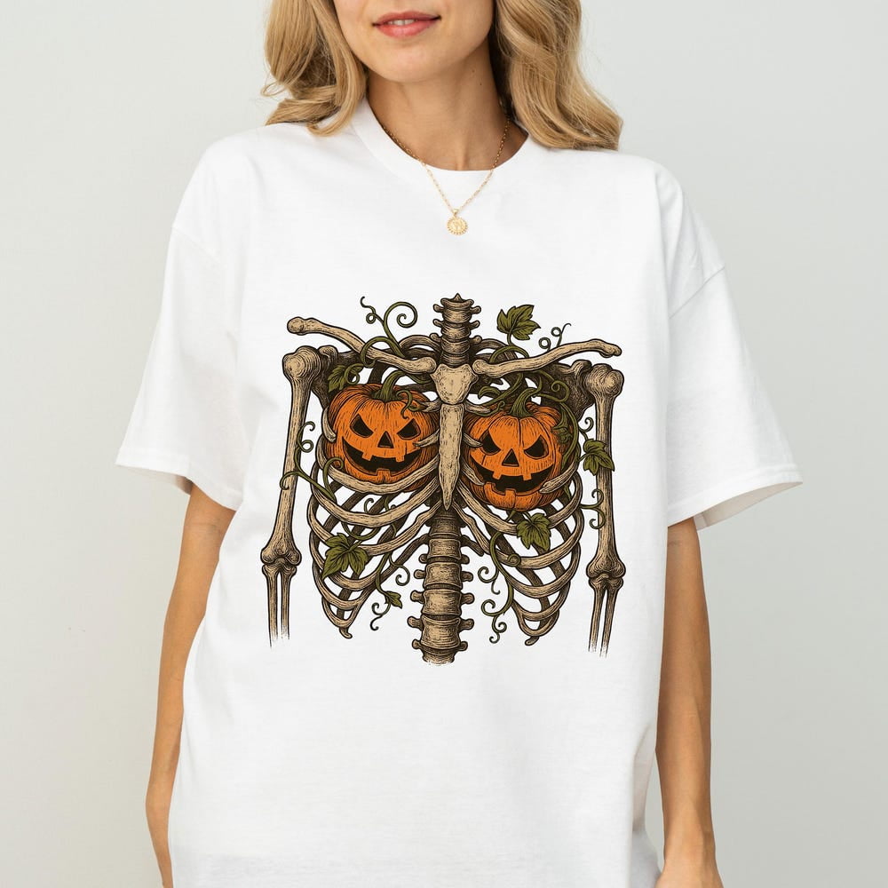 DOPASHIRT Radiology Hal.Low.Een Shirt, Vintage Skeleton Rib Cage ...
