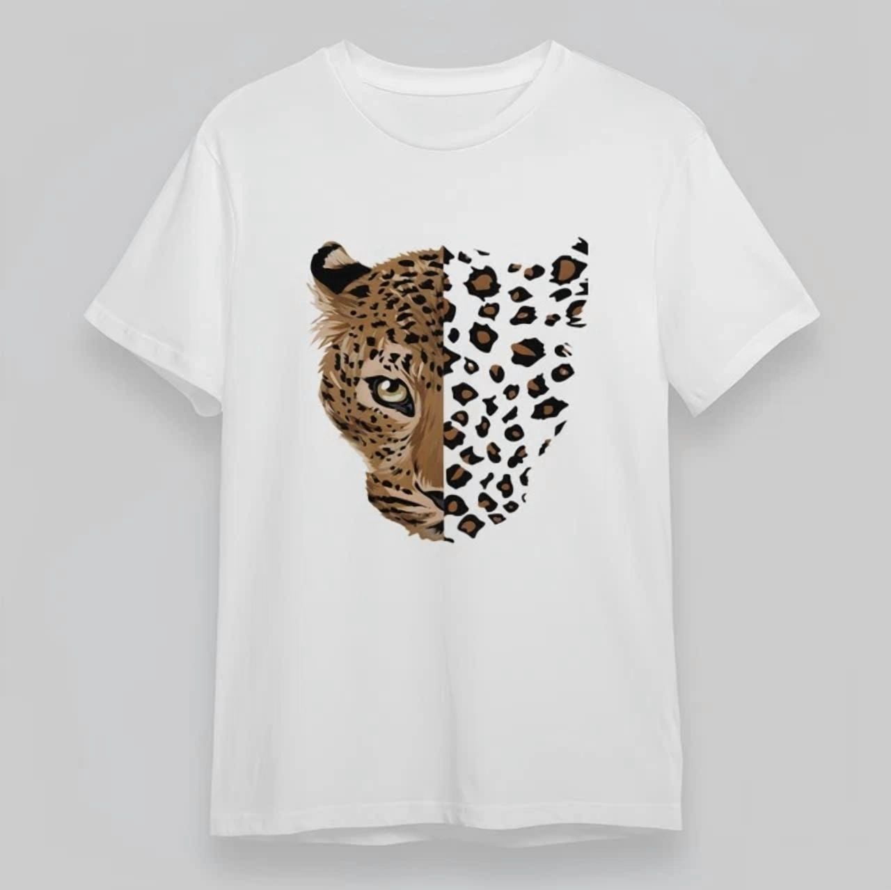 DOPASHIRT Realistic Leo.Pard Half Face Animal Print Tee Unisex S-5XL ...