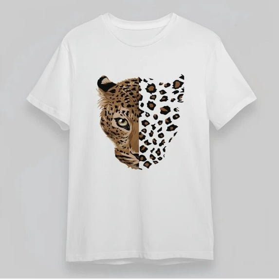 DOPASHIRT Realistic Leo.Pard Half Face Animal Print Tee Unisex S-5XL ...
