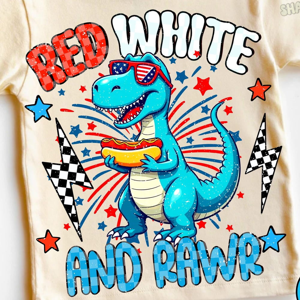 DOPASHIRT Red White And Rawr Shirt T-Rex Shirt Fourth Of July T-Rex ...