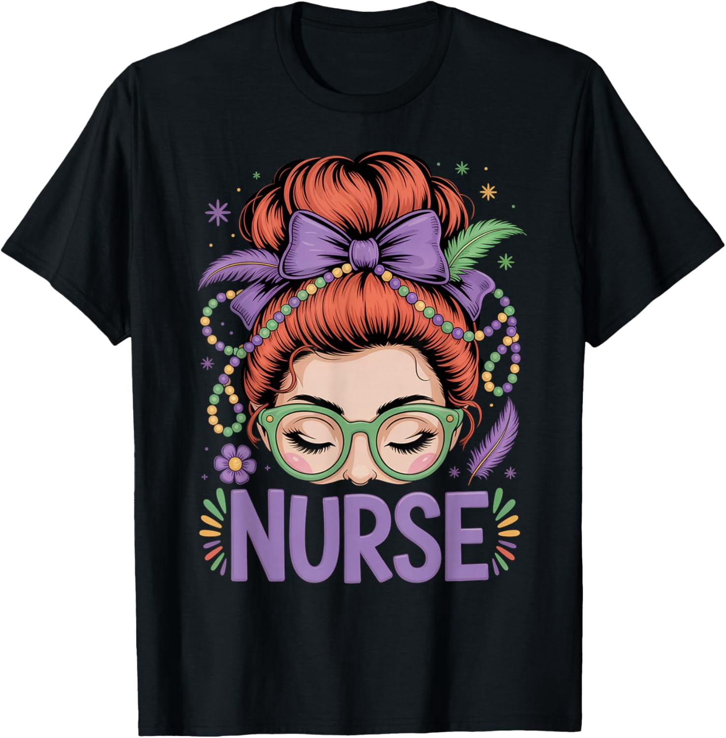 DOPASHIRT Redhead Nurse Mardi Gras Nursing Student Rn Lpn Cna Hha Np T ...