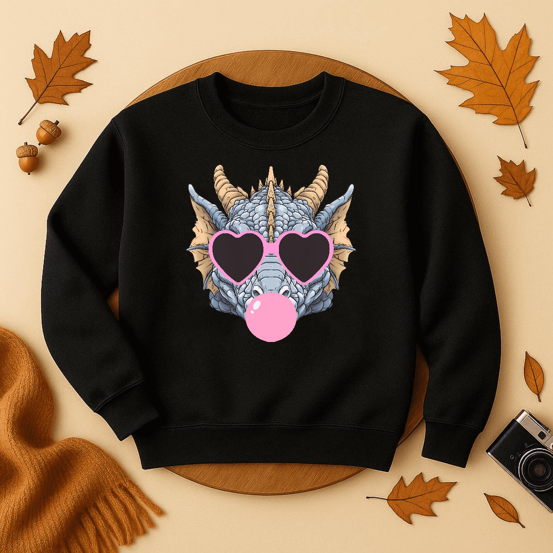 DOPASHIRT Regular Dragon Head Blowing Bubble Sweatshirt Mascot Preppy ...