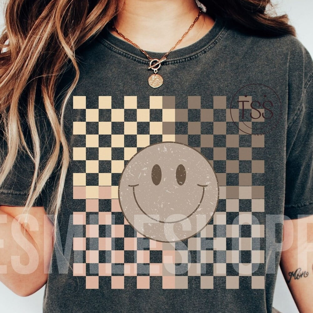 DOPASHIRT Retro Checkered Smile Face Shirt Tan checkers smile ...