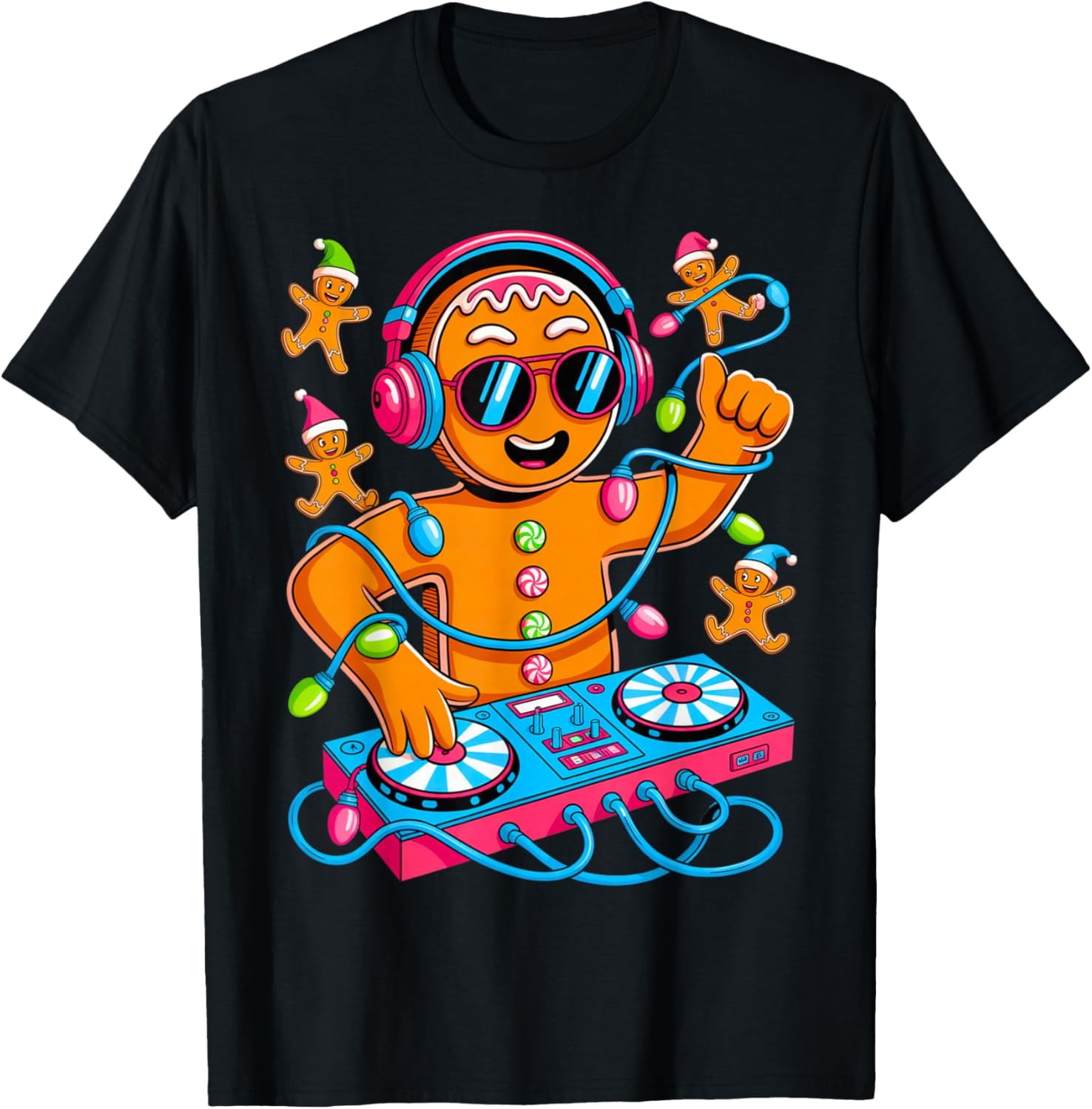 DOPASHIRT Retro Chris.Tmas House Music Gingerbread Dj Techno Rave Edm T ...
