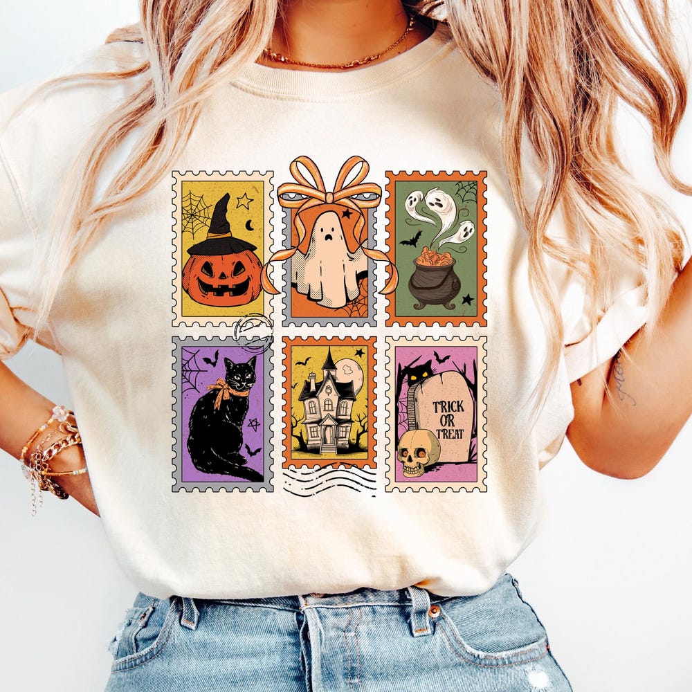 DOPASHIRT Retro Hal.Low.Een Postage Shirt, Sweet Haunt Night Tee ...