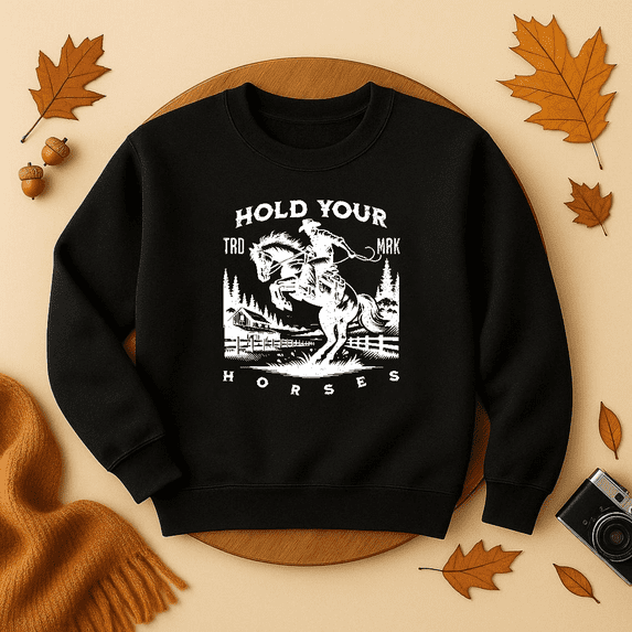 DOPASHIRT Retro Hold Your Horses Graphic Tee, Vintage Wash Wild West ...