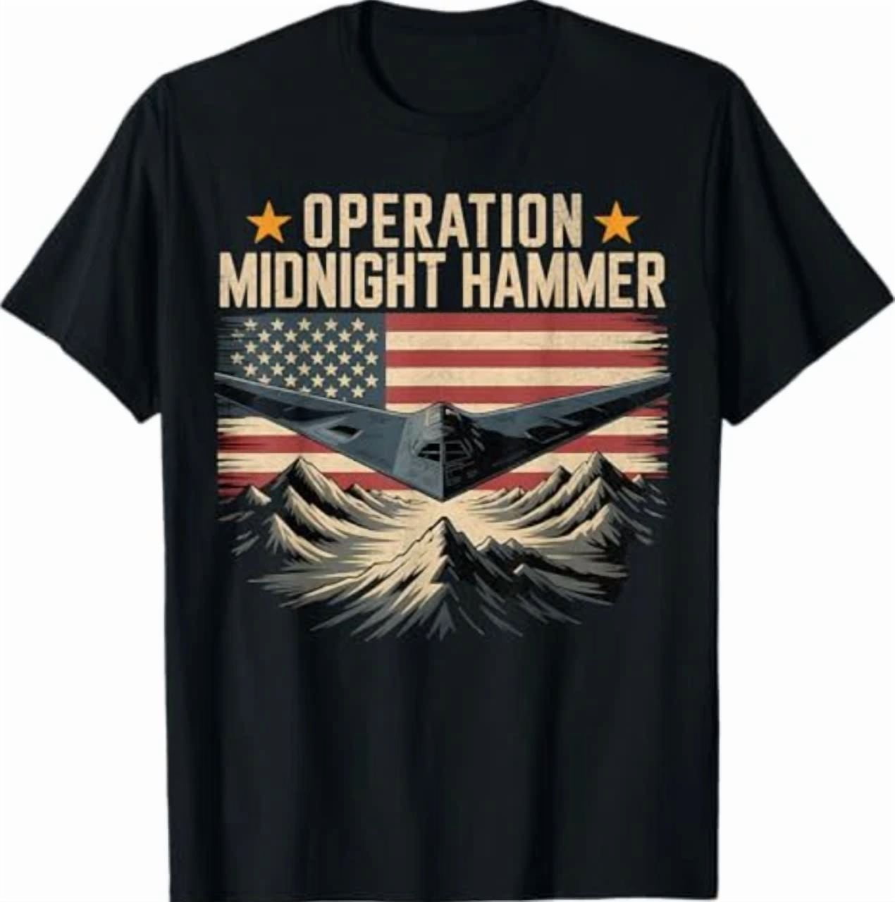 DOPASHIRT Retro Operation Midnight Hammer B-2 Jet With American Flag T ...