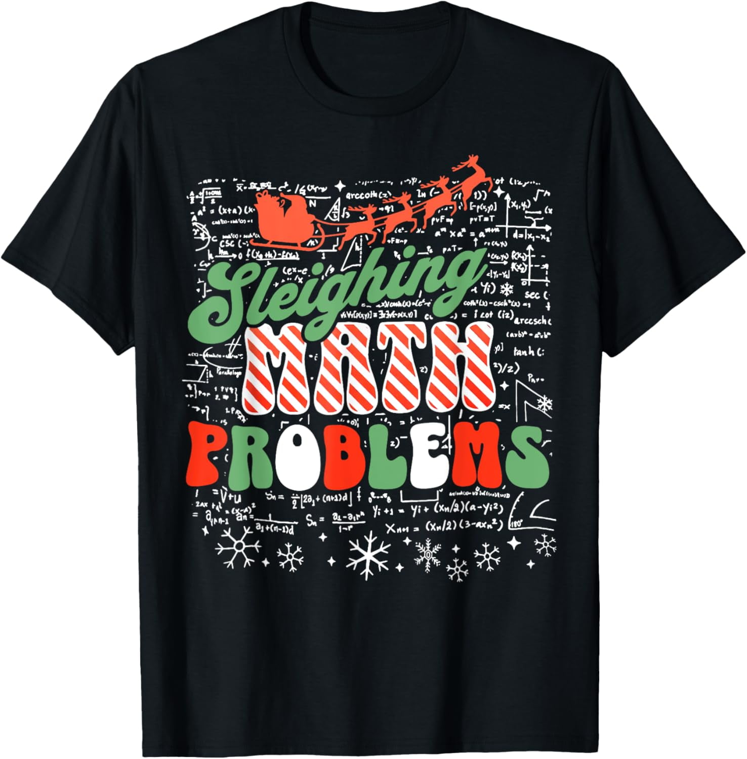 DOPASHIRT Retro Sleighing Math Problems Jolly Man Math Teacher Noel T ...