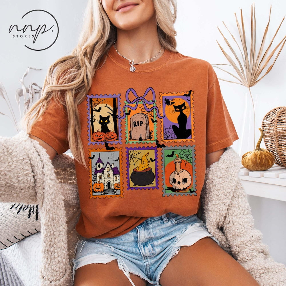 DOPASHIRT Retroy Hal.Low.Een Cat Ghost Shirt, Sp00Ky Season, Horror Hal ...