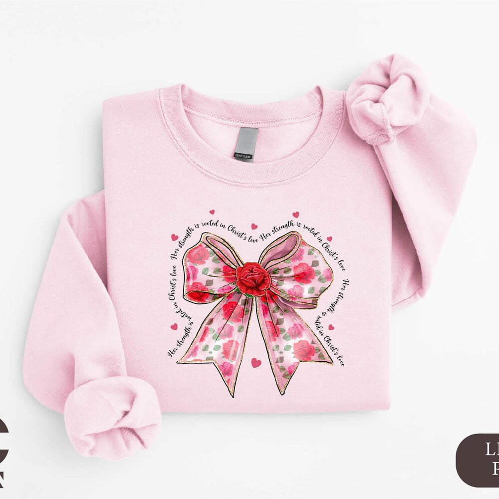 DOPASHIRT Rooted In Christ Shirt, Rose Coquette Bow Shirt, Christian T ...