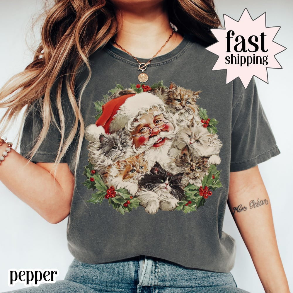 DOPASHIRT San.Ta Claus Kittens Xmas Shirt Retro 90S Old Saint Nick ...