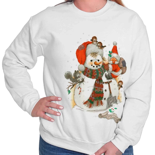 DOPASHIRT San.Ta Claus Snowman Xmas Winter Scene Crew Sweatshirt Trendy ...