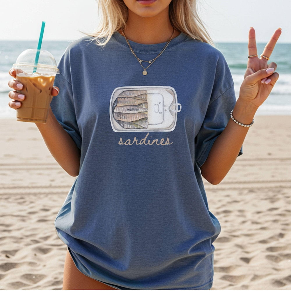 DOPASHIRT Sardines Graphic Tee, Hand Drawn Tinned Fish Shirt, Les ...