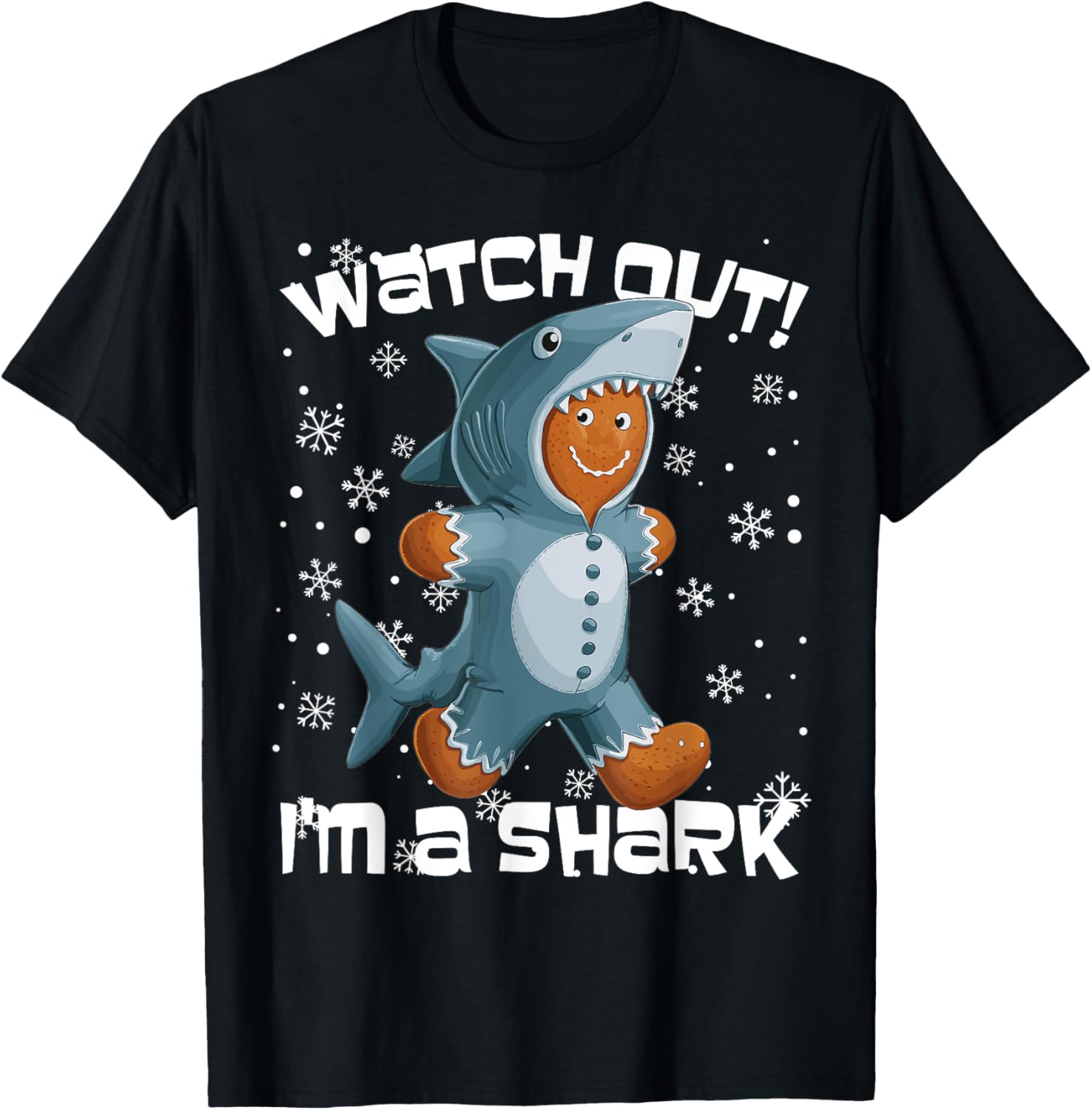 DOPASHIRT Shark Noel Gingerbread Man T-Shirt Funny Gingerbread Man ...