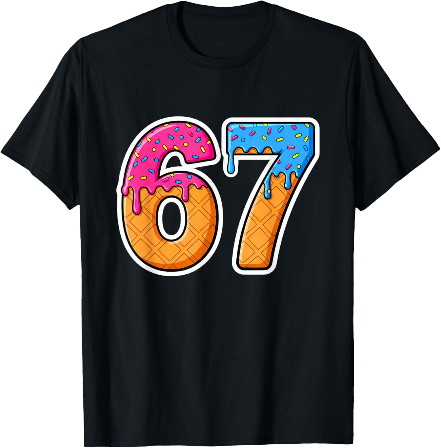 DOPASHIRT Six Seven Ice Cream Drip Gen Alpha Slang 6 7 Trending T-Shirt ...