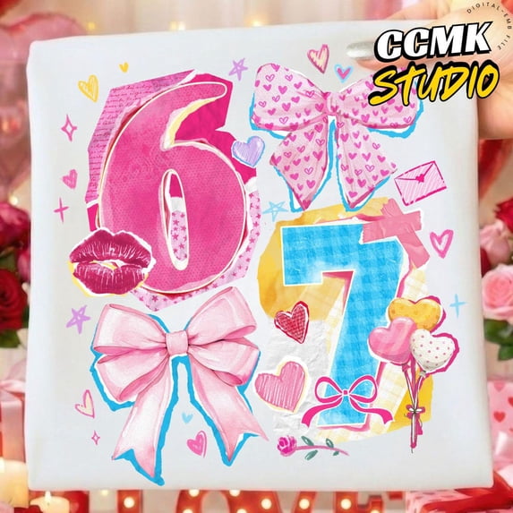 DOPASHIRT Six Seven Love 67 Coquette Bow Viral Number Graphic Tee ...