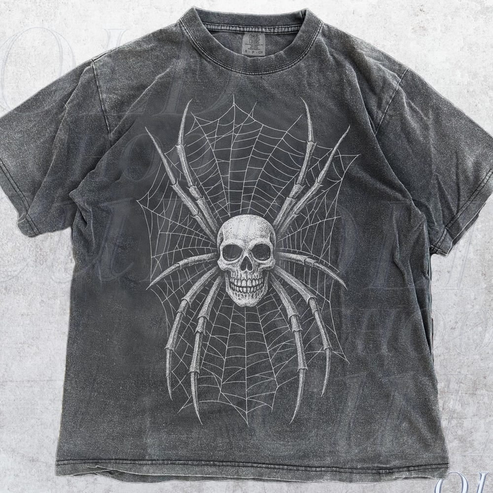 DOPASHIRT Skull Spider Vintage 90S Style Graphic Shirt, Spider Web Y2K ...