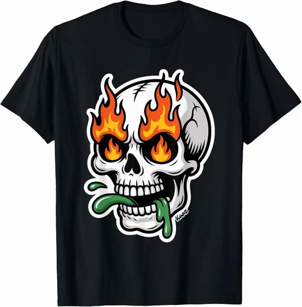 DOPASHIRT Skull With Fire In The Eyes And Slimy Tongue T-Shirt Unisex S ...