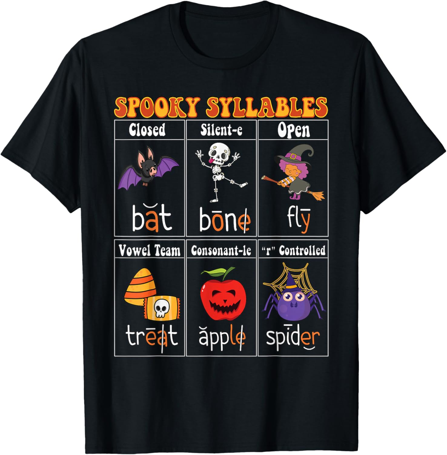 DOPASHIRT Sp00Ky Syllables Teacher Funny Hal.Low.Een Educational T ...