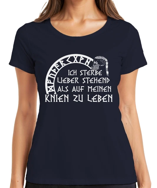 DOPASHIRT Standing Die As Kneeling Live Viking Skull Runes Ragnar Shirt ...